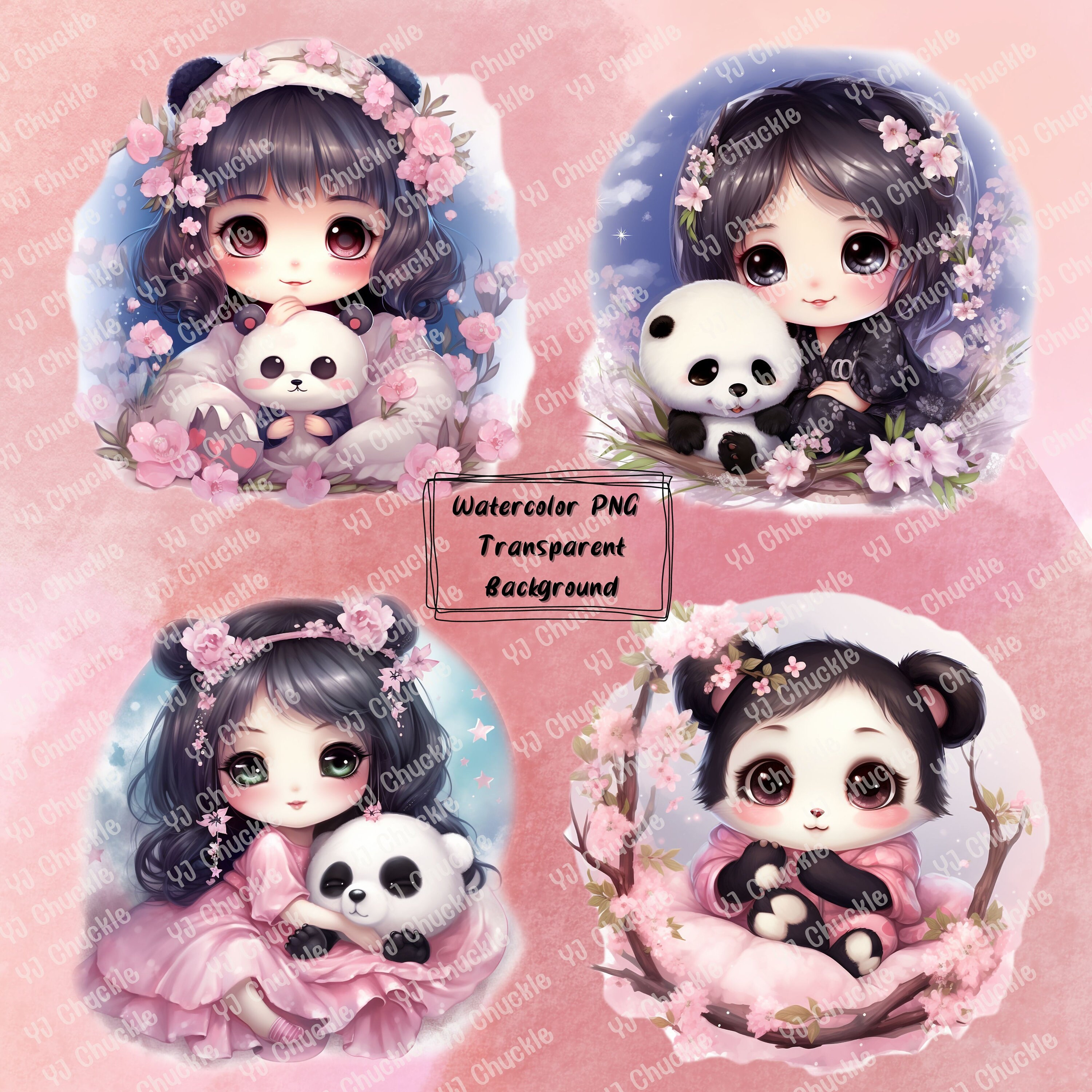 17.panda & Chibi Girl Clipart, Cute Chibi Style Girl, Cute Panda, High ...