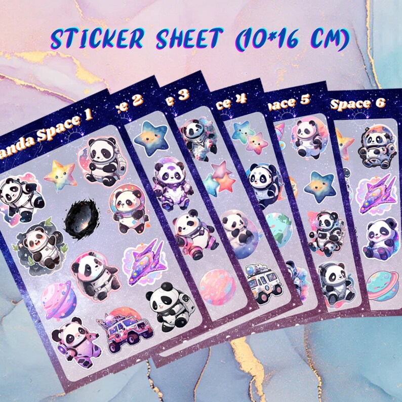 10.sticker Panda Space Collection, 6 Printable Sticker Sheet 1016 CM ...