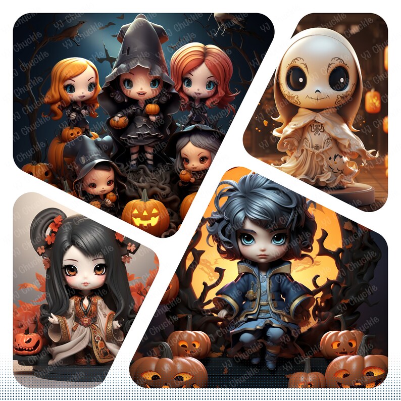 11.cute Chibi-style 3D Halloween Wallpaper, Spooktacular Chibi 3D ...