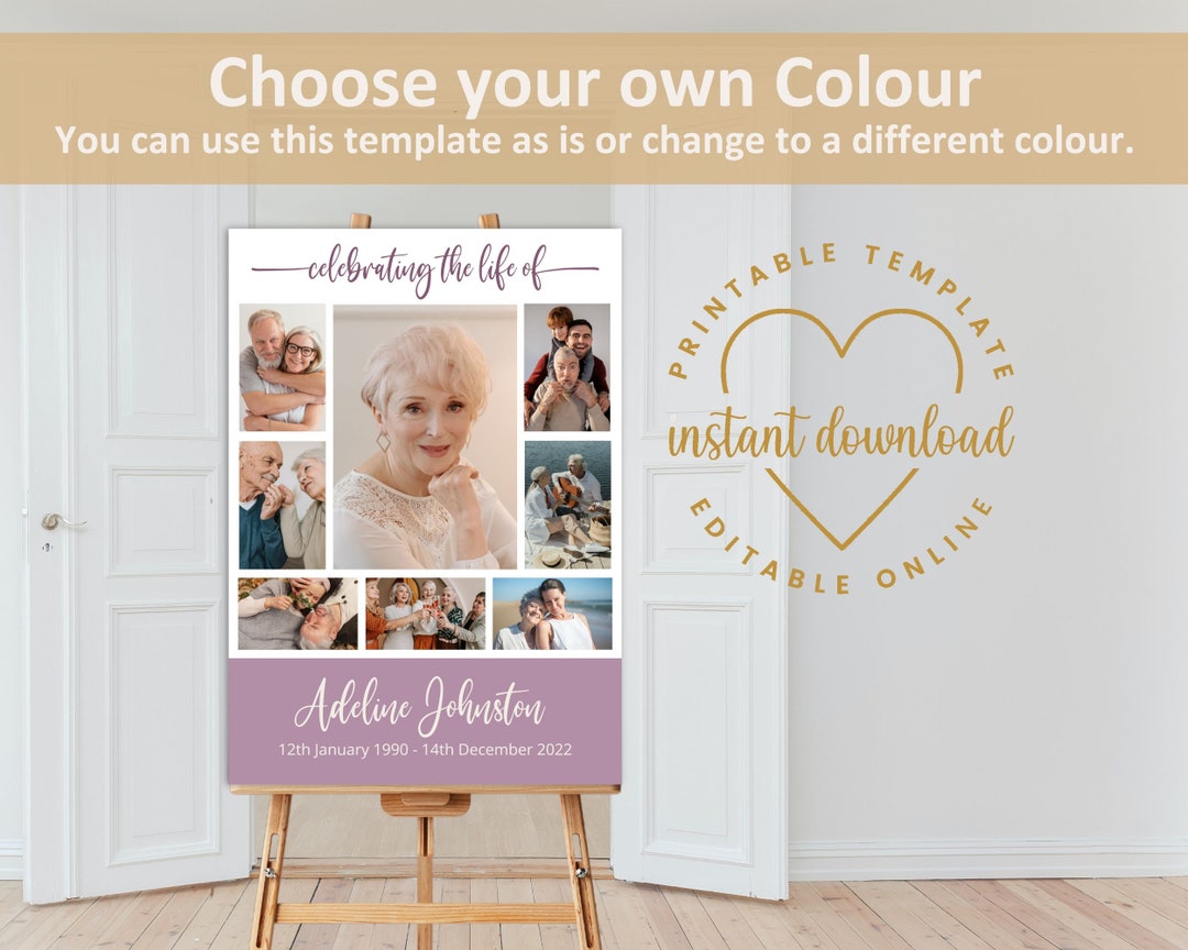 Editable Photo Collage Memorial Sign Memorial Collage Template ...