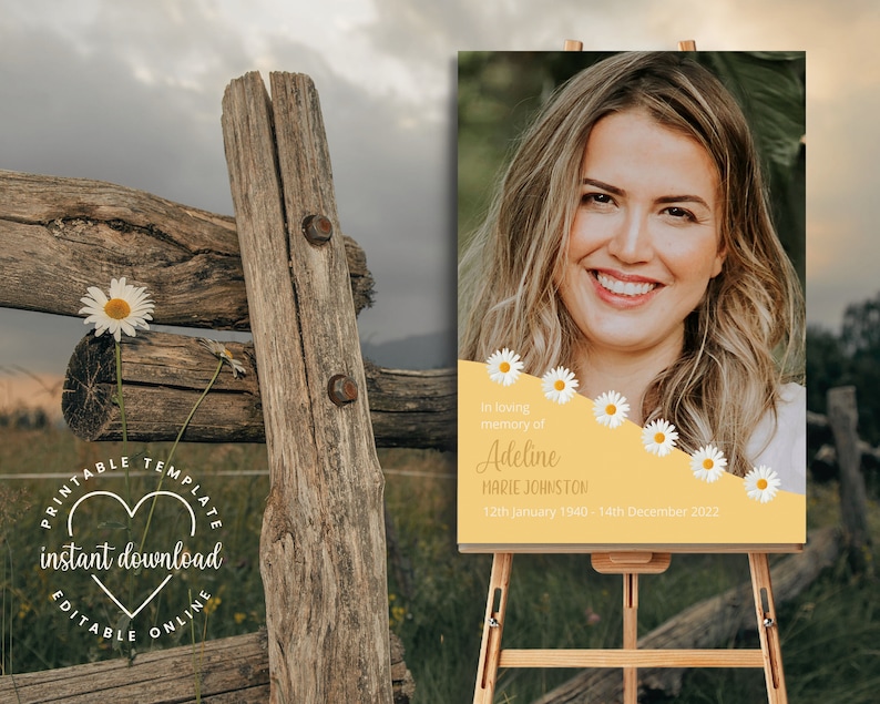 Editable Daisy Memorial Welcome Sign - Instant Download Easel and ...