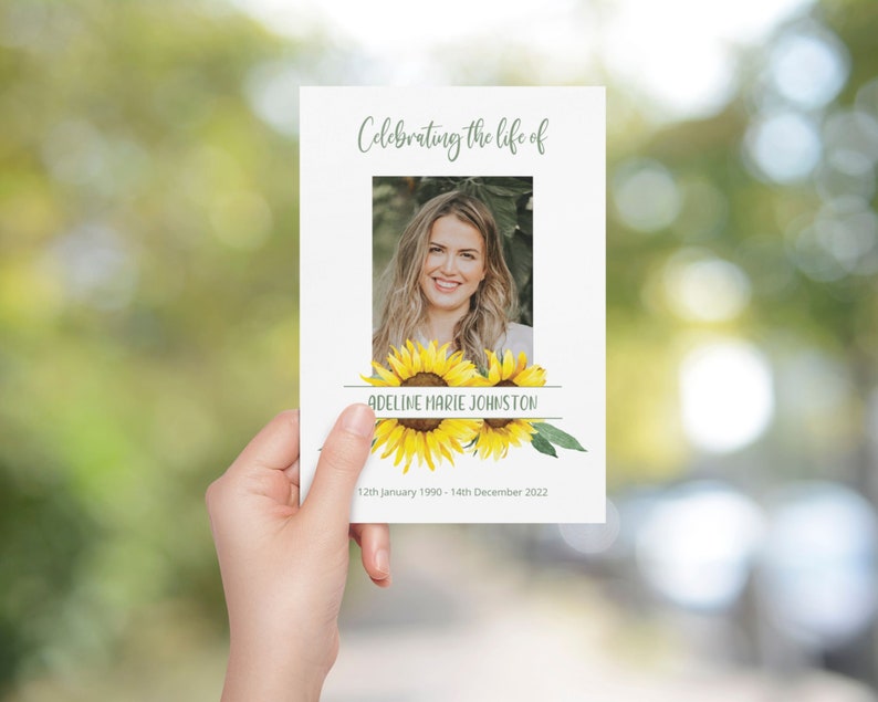 Editable Funeral Program Template With Sunflower Printable - Etsy