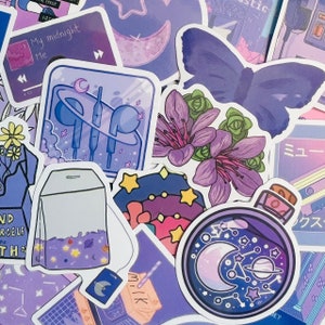 50 Pcs Purple and Pink Themed Aesthetic Stickers, Cute Sticker Pack for ...