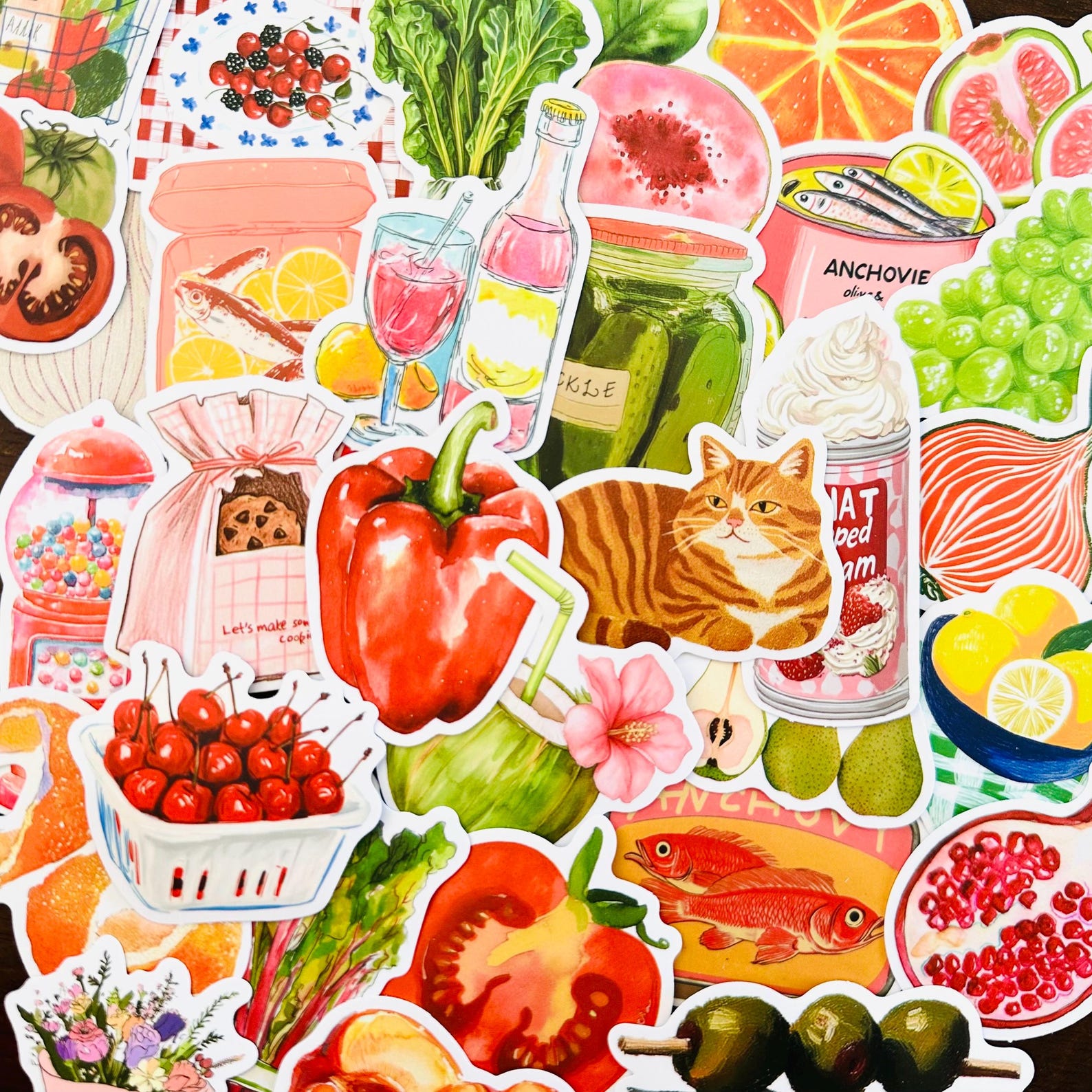 50 Fruit & Vegetables Stickers, Mediterranean Bullet Journal Sticker ...