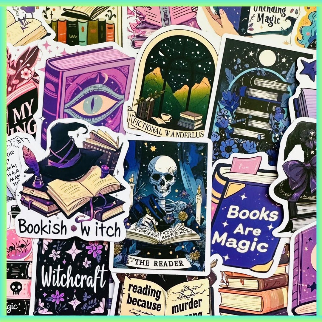 12-50 Kindle Stickers, Witch Boolish Read Book Sticker Pack, Magical ...