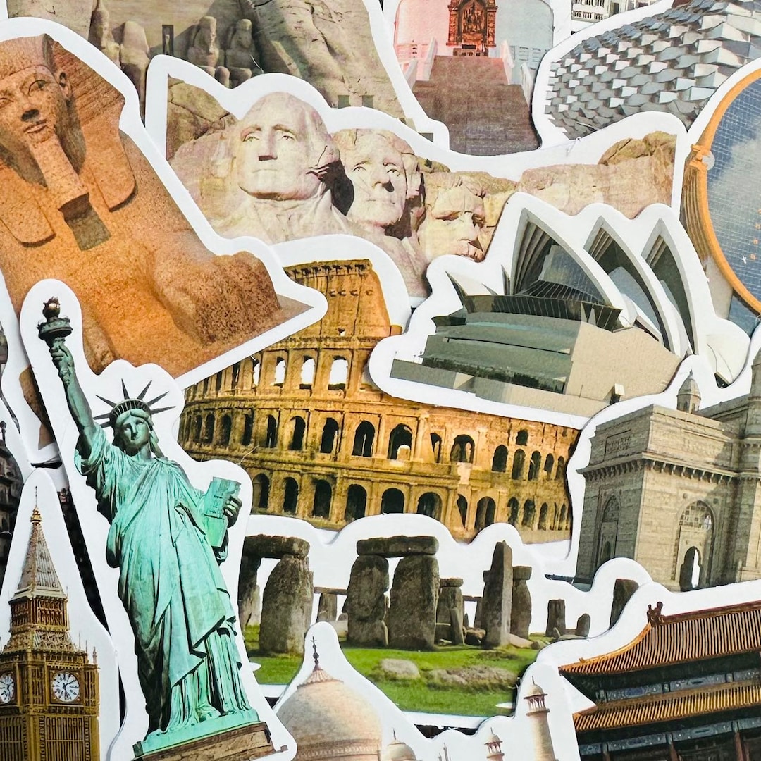 Free Shipping 5-65pcs World Famous Buildings Stickers Aesthetic City ...