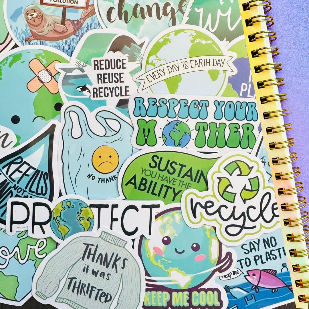 50 Recycle & Save Our Planet, Environment Friendly Themed Stickers ...