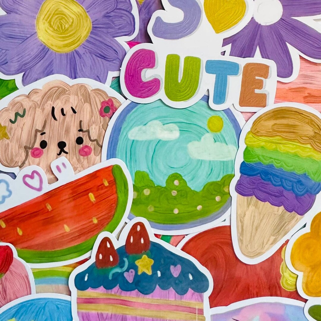 50pcs Cute Artist Oil Paint Stickers Kawaii Fun Gift Sticker - Etsy