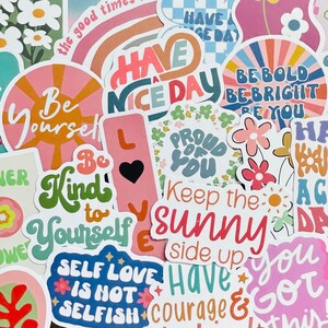 5-50pcs Positivity Message Stickers 1 Cute Danish Pastel Aesthetic ...