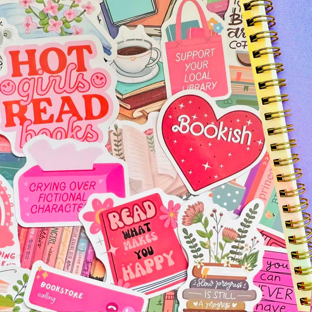 Kindle Book Stickers 6, Bookish Reading Sticker Pack, Reader Themed ...