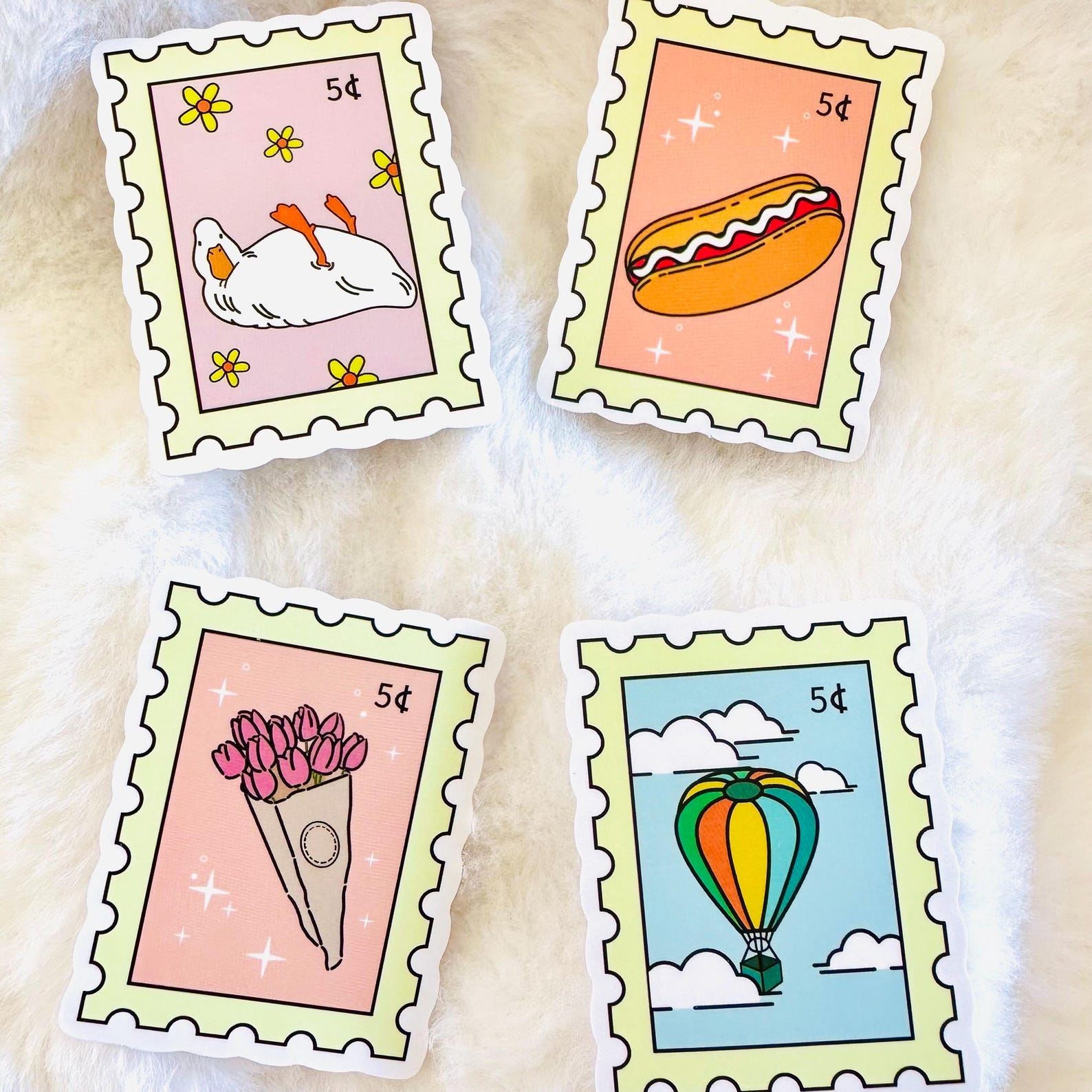 50PCS Cute Postage Stamps Stickers, Flowers & Food Stickers, Junk ...