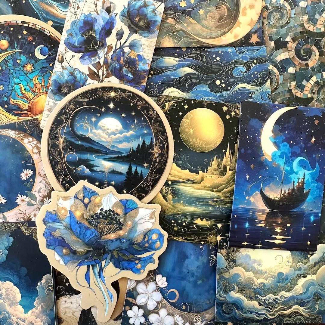 50 Moon Themed Aesthetic Stickers, Dream Universe Sticker Pack for ...