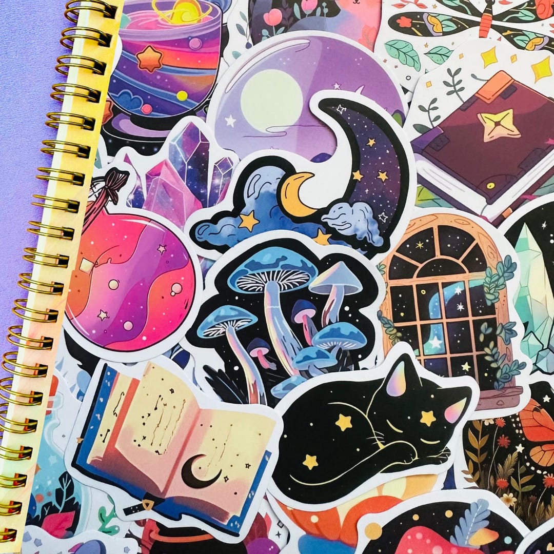 50 Cute Wizard Stickers (5) Assorted Enchanting Sticker Pack Gift ...