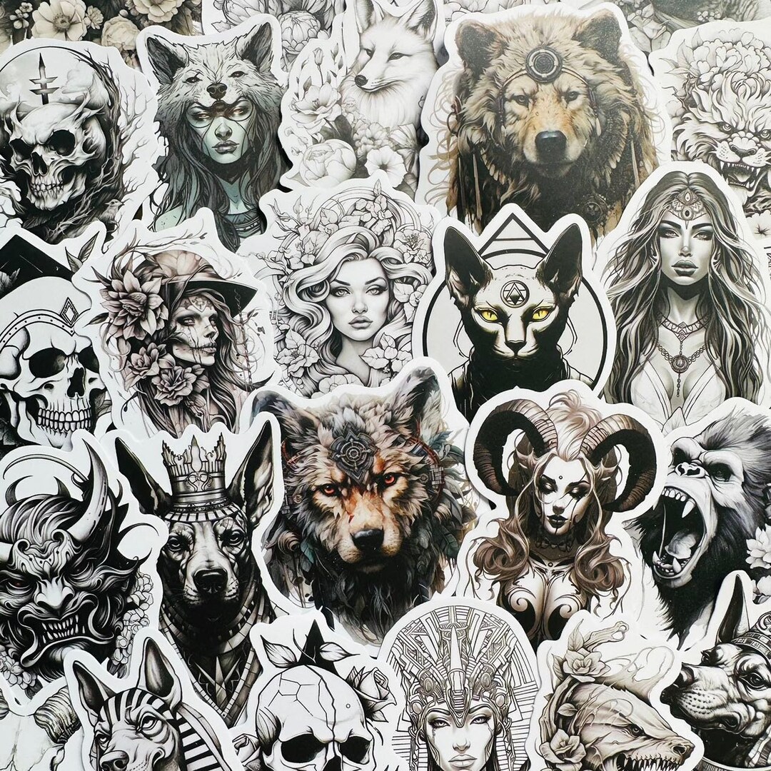 Black and White Goth Stickers 2 Luggage Laptop Water Bottle Sticker ...