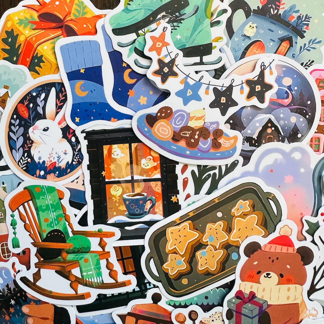 50 Cozy Winter Stickers Lot Fun Sticker Pack Gift Skateboard Laptop Car ...