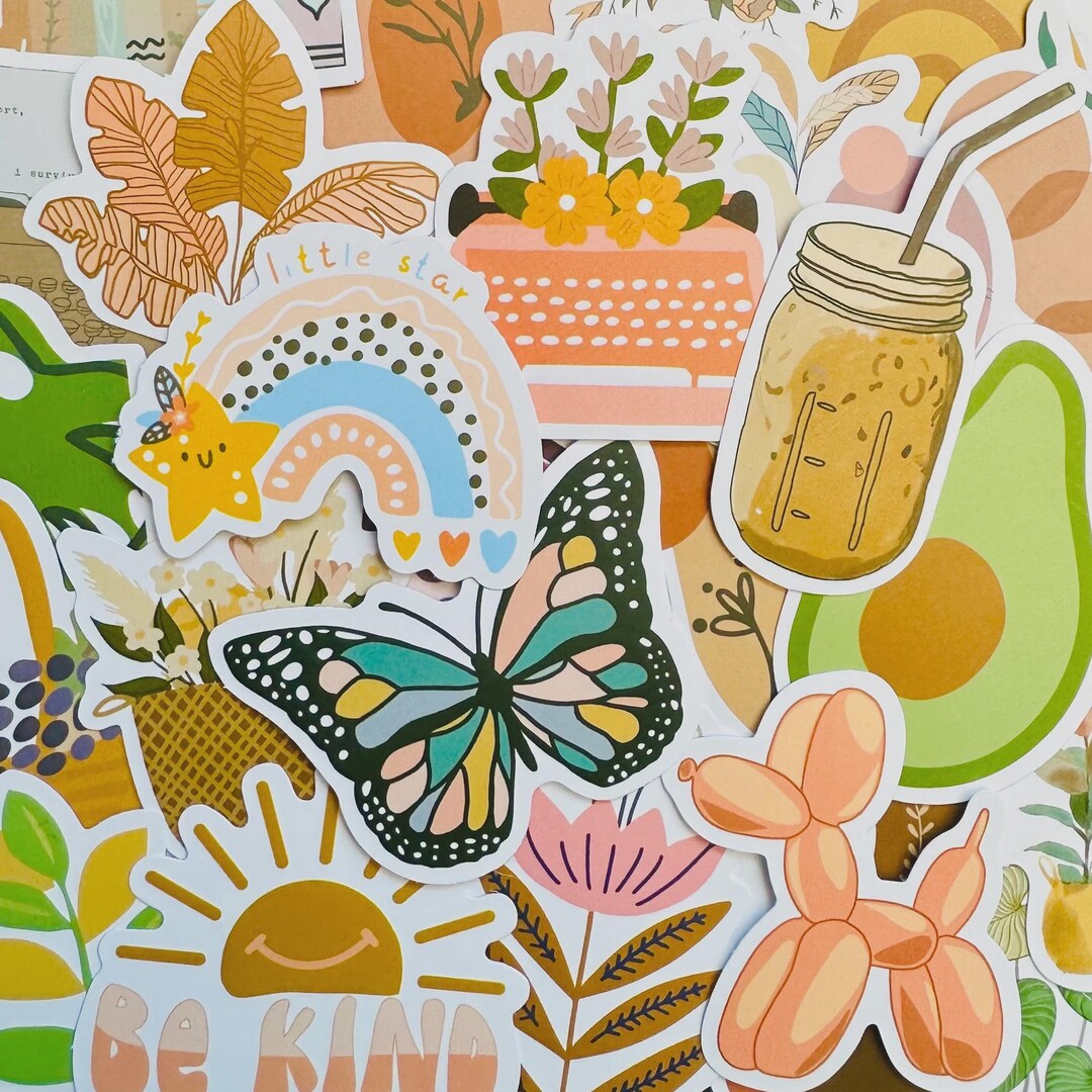 50 Boho Sticker Pack (6), Waterproof Mystery Sticker Pack, Bohemian Die ...