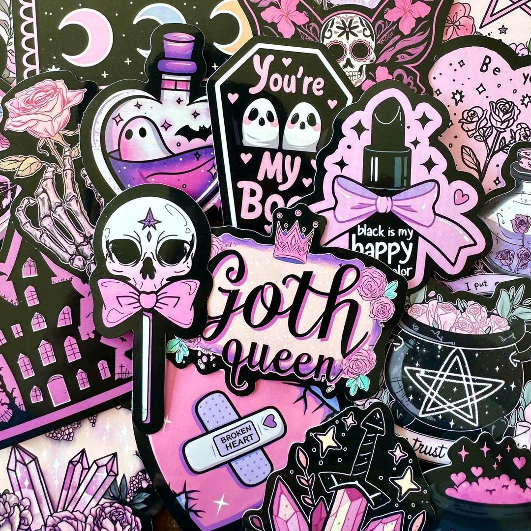 50 Pcs Kawaii Goth Stickers 4 Kindle Luggage Laptop Water Bottle ...