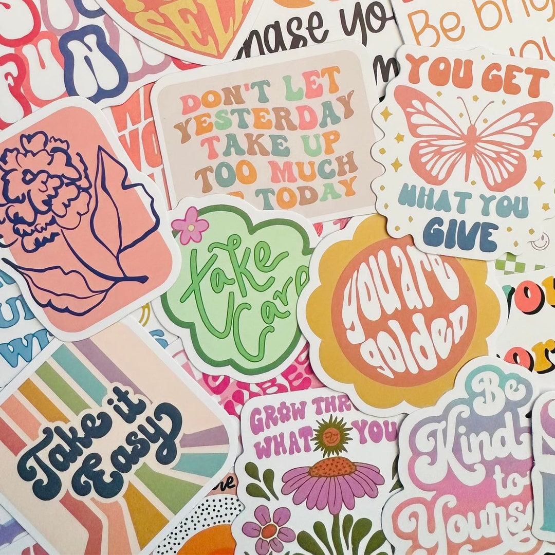 5-50pcs Positivity Message Stickers 2 Cute Danish Pastel Aesthetic ...