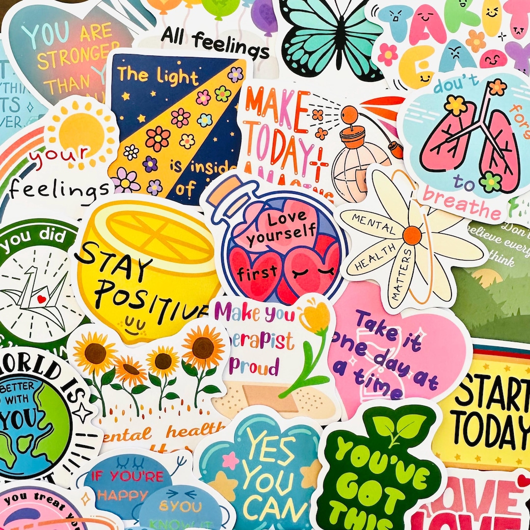 50 Mental Health Stickers, Random Anxiety Depression Die Cut Sticker ...