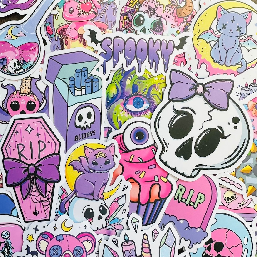 50 PCS Kawaii Goth Stickers 2 Luggage Laptop Water Bottle Sticker Pack ...