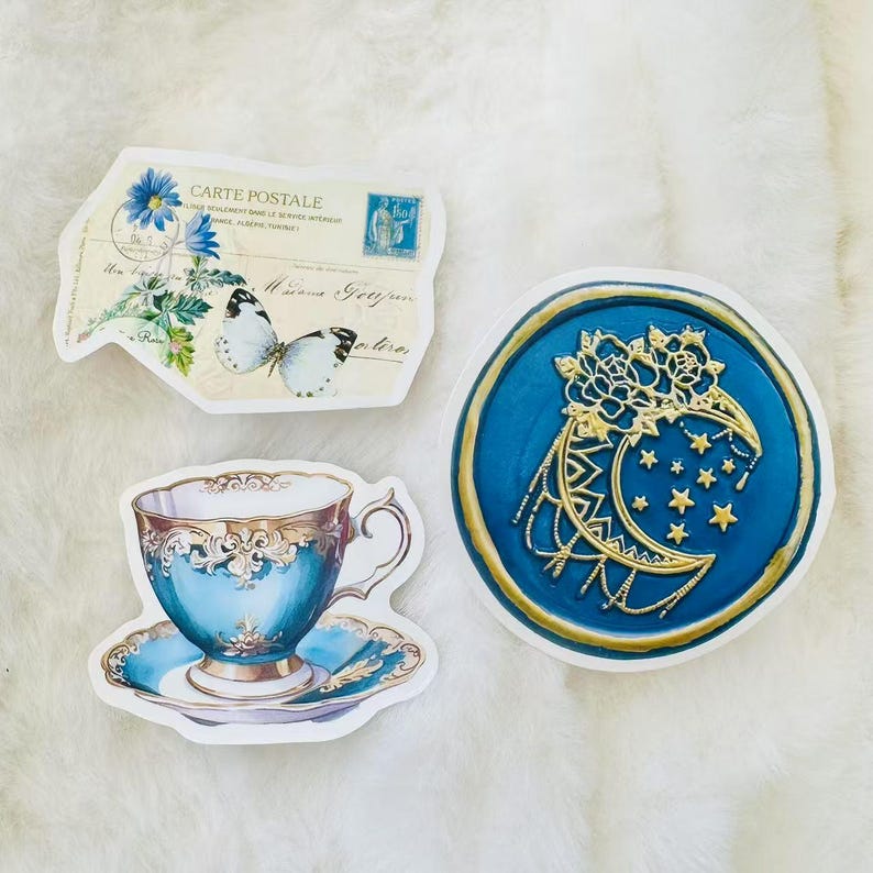 Pinterest Aesthetic Stickers, Blue Coquette Sticker Pack, Blue ...