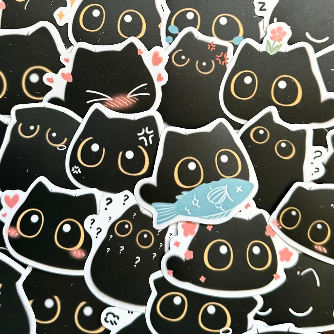 40 Pcs Cute Black Cat Stickers 3 Kawaii Funny Cat Gift Waterproof ...