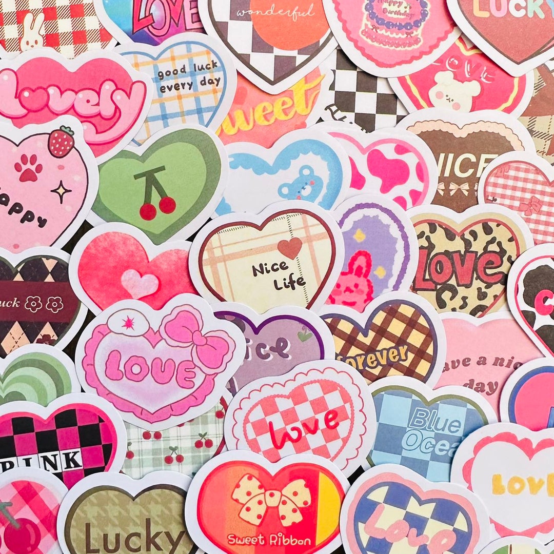 100 Cute Mini Love Heart Stickers, Kawaii Fun Gift Sticker Pack ...