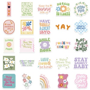 5-50pcs Positivity Message Stickers 1 Cute Danish Pastel Aesthetic ...