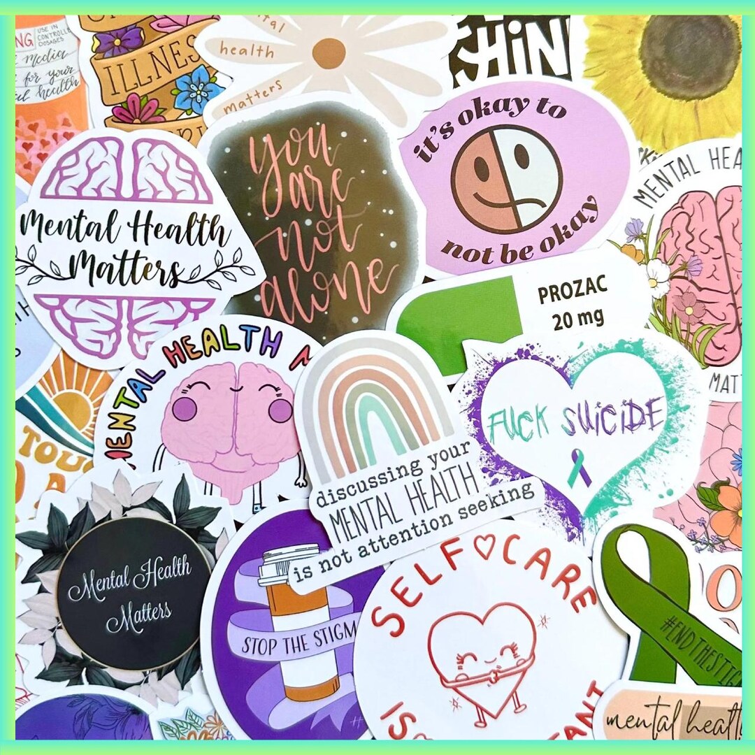 Pack of 12-50 Mental Health Matters Stickers, Random Anxiety Depression ...