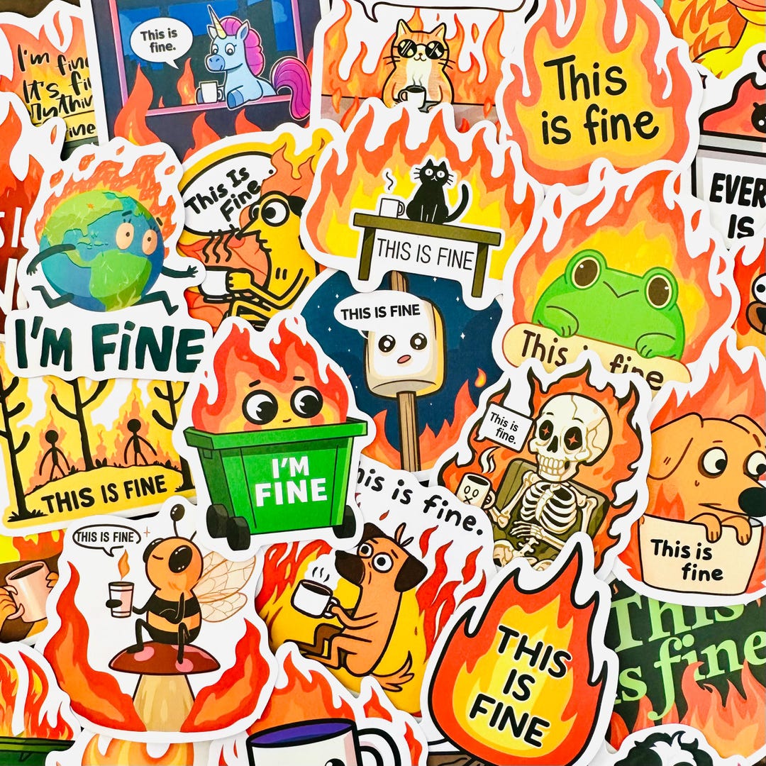 50 This is Fine Stickers, Everything is Fine Bullet Journal Sticker ...