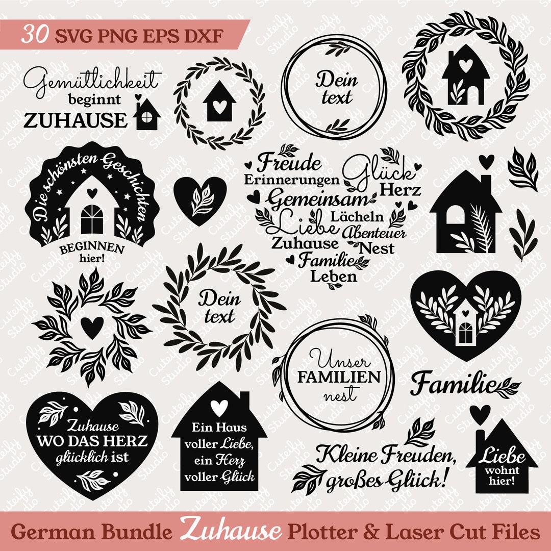 German Home SVG. Zuhause Familie Herz Liebe Plotterdatei. Moving ...