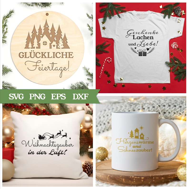 Plotterdatei Weihnachten SVG, Weihnachtshäuser, Weihnachtsdeko. Christmas Scene Laser and ...