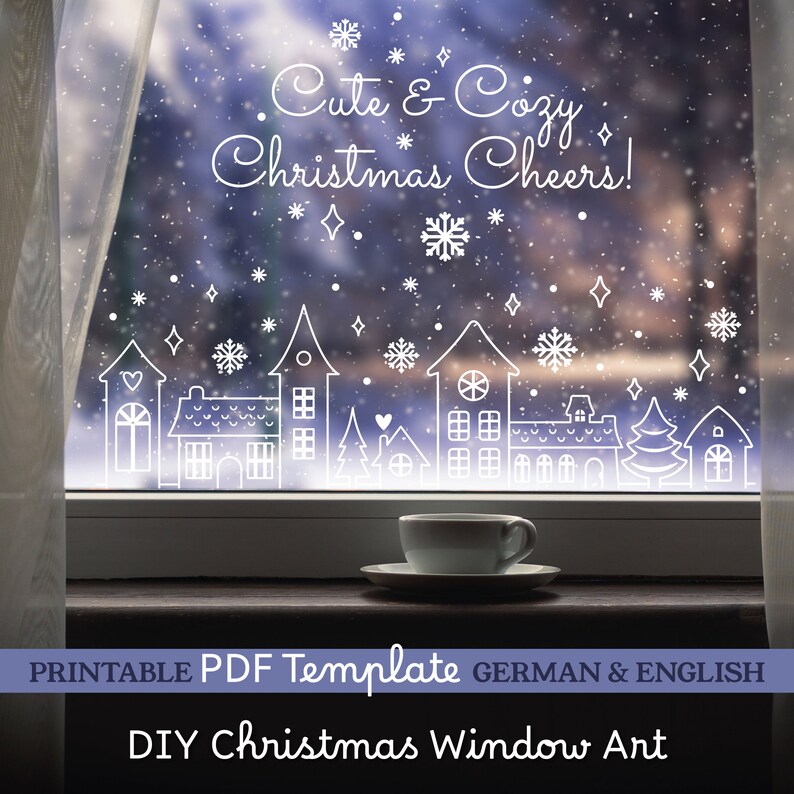 DIY Christmas Window Art PDF Chalk Markers Painting Guide. Christmas ...