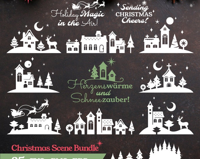 Weihnachten SVG Plotterdatei. Christmas Scene Designs SVG Bundle ...