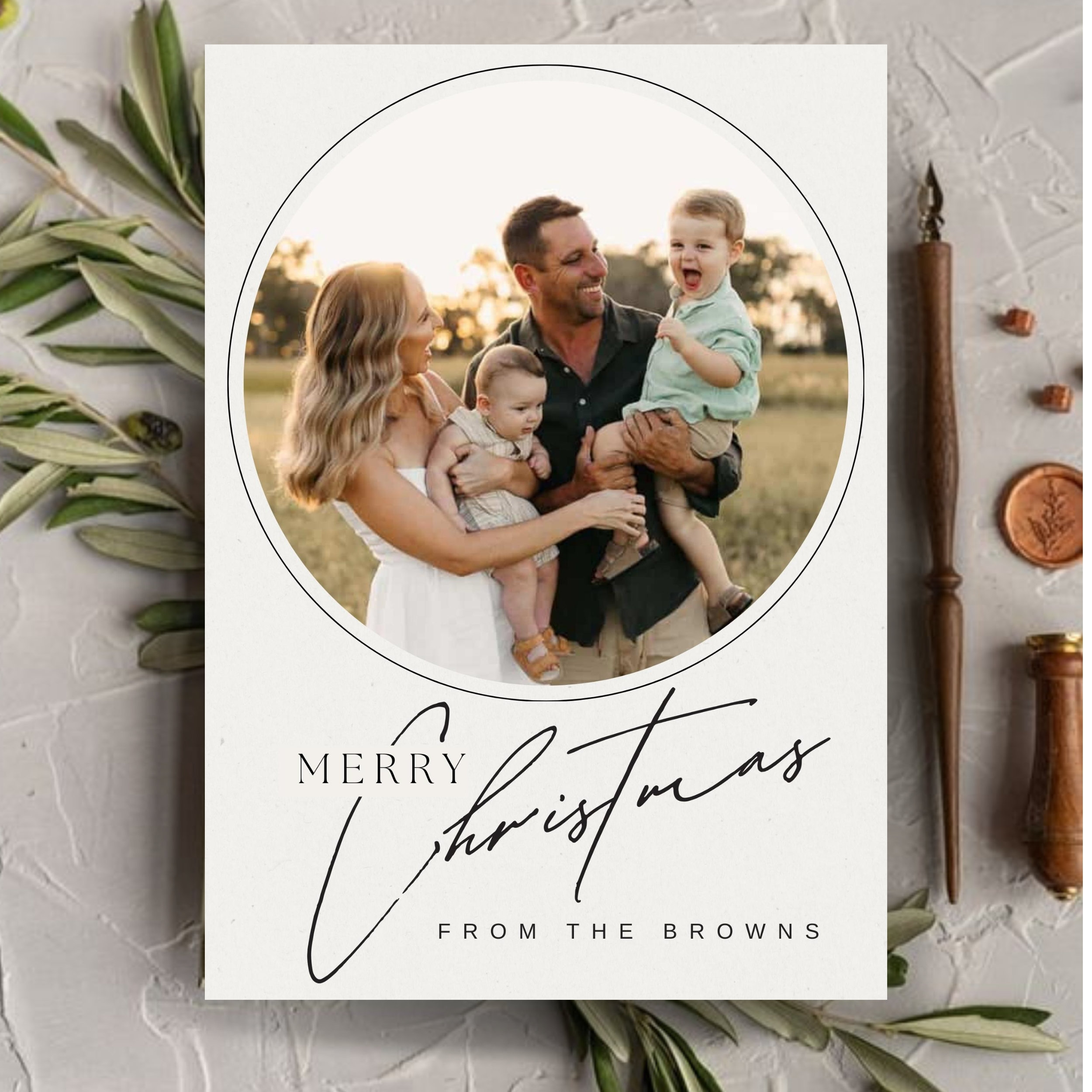 Modern Christmas Card Template | Photo Holiday Card | Boho Holiday Card ...