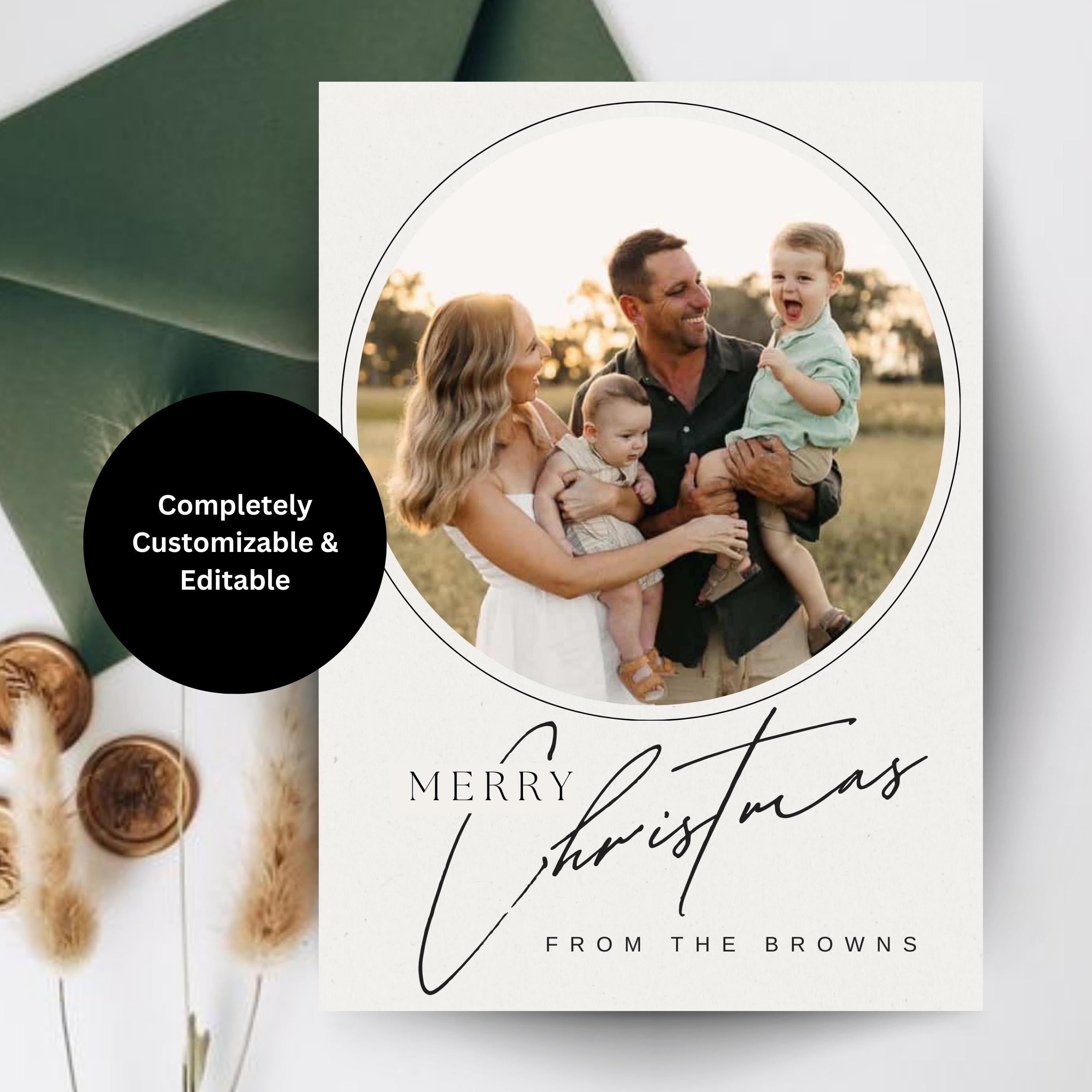 Modern Christmas Card Template | Photo Holiday Card | Boho Holiday Card ...