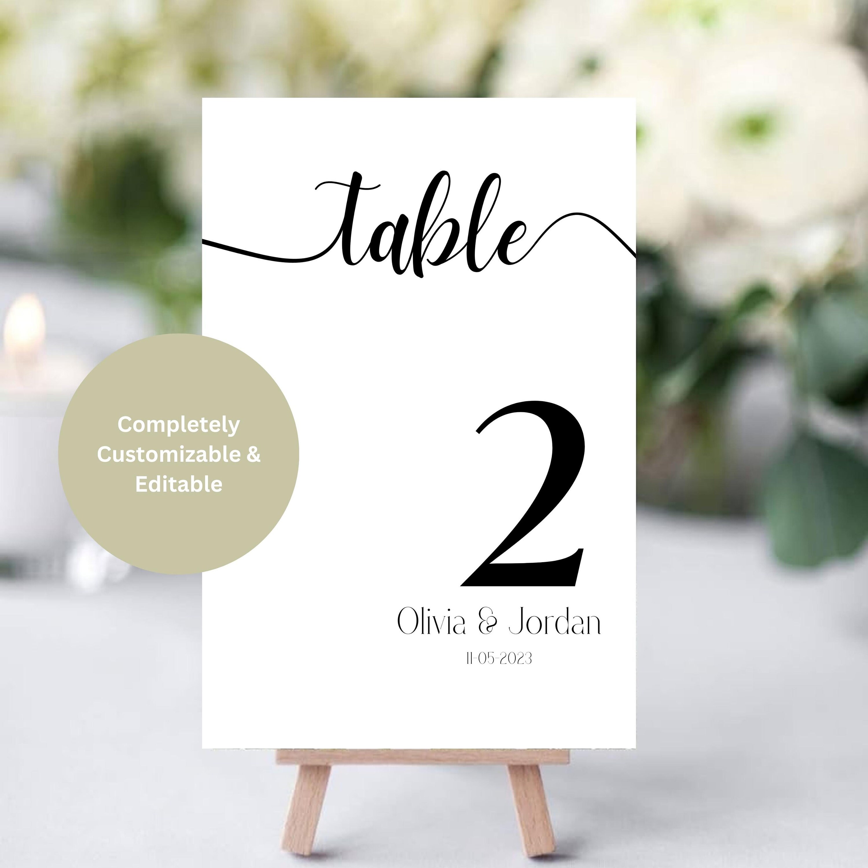Minimalist Wedding Table Numbers, Modern Table Numbers, Template Table ...