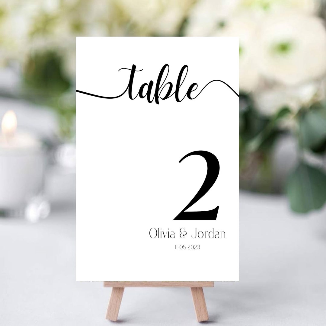 Minimalist Wedding Table Numbers, Modern Table Numbers, Template Table ...