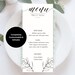Minimalist Wedding Menu Template, Modern Script Wedding Dinner Menu ...