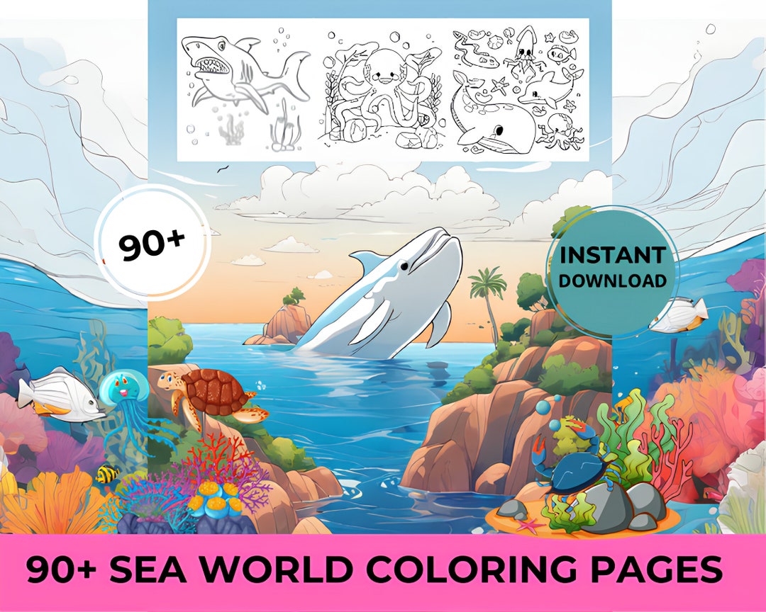 90 Sea World Coloring Pages for Kids Printable Animals Best Seller ...
