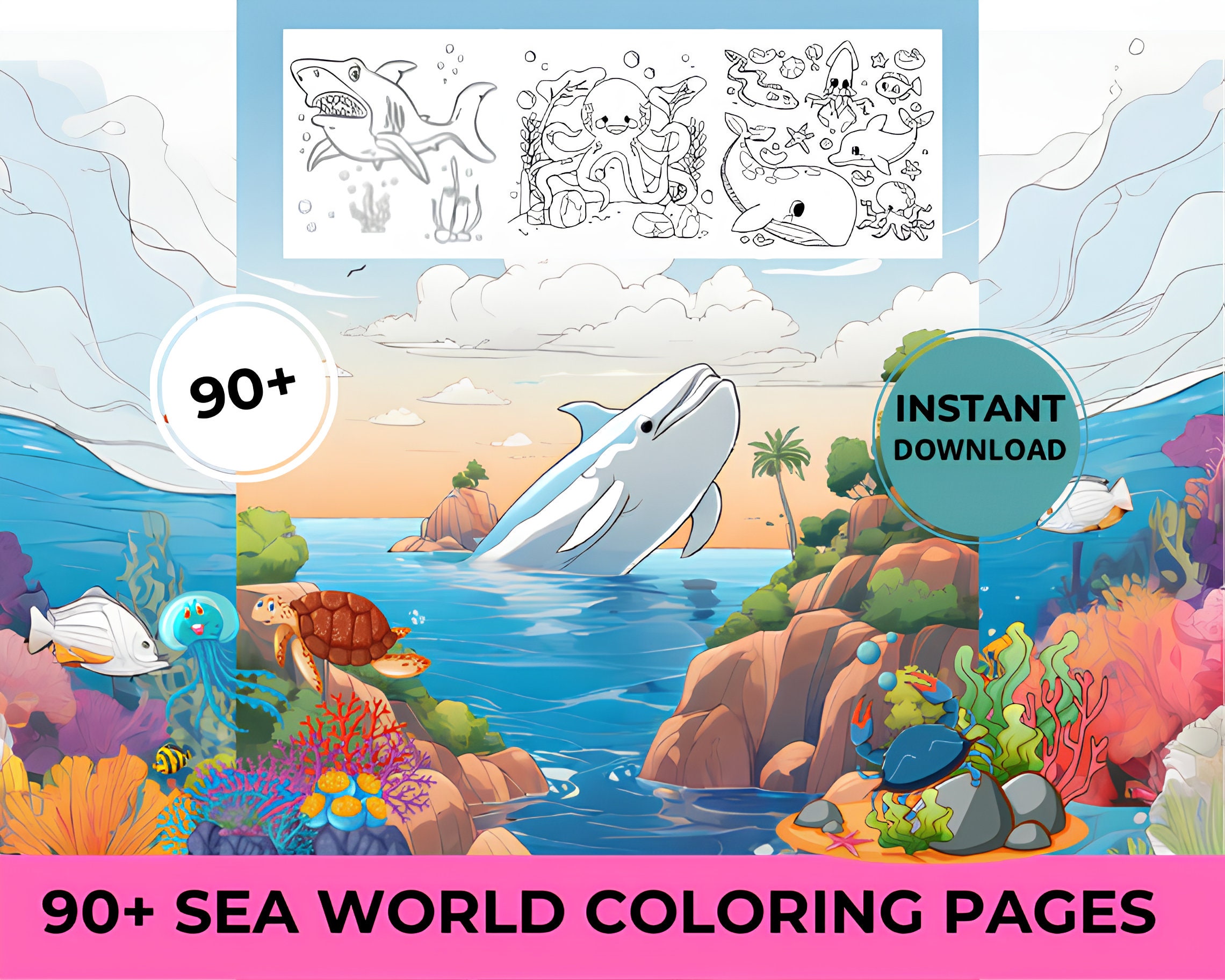 90 Sea World Coloring Pages for Kids Printable Animals Best Seller ...