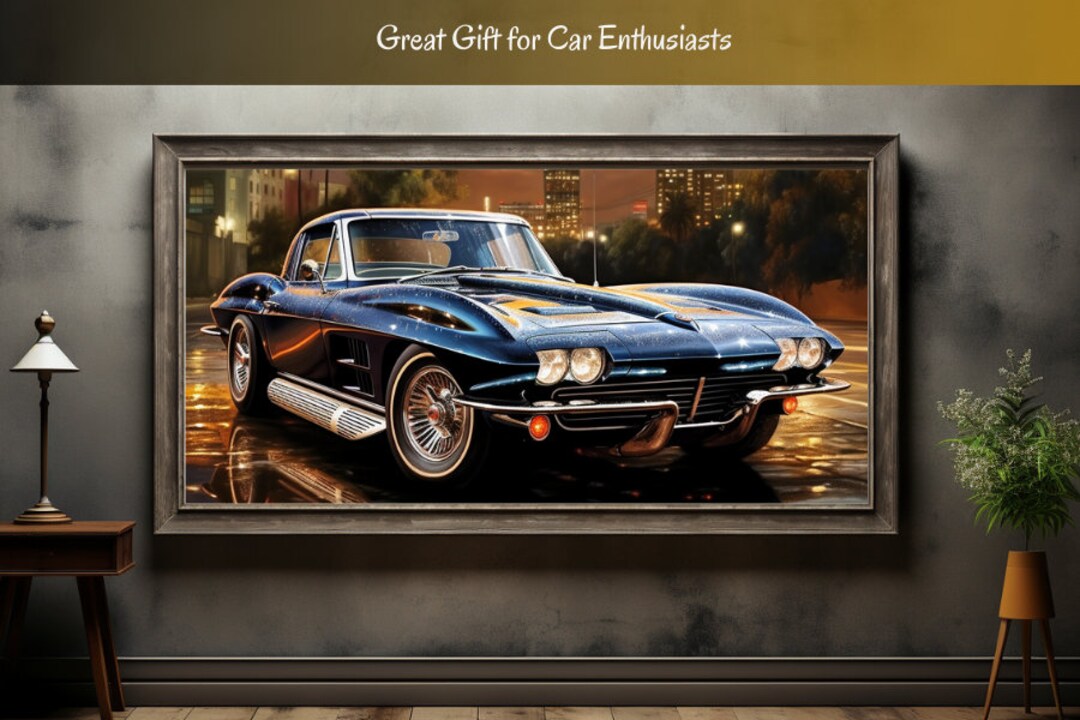 Classic Muscle Corvette, Corvette Stingray Art, Retro Style Decor ...