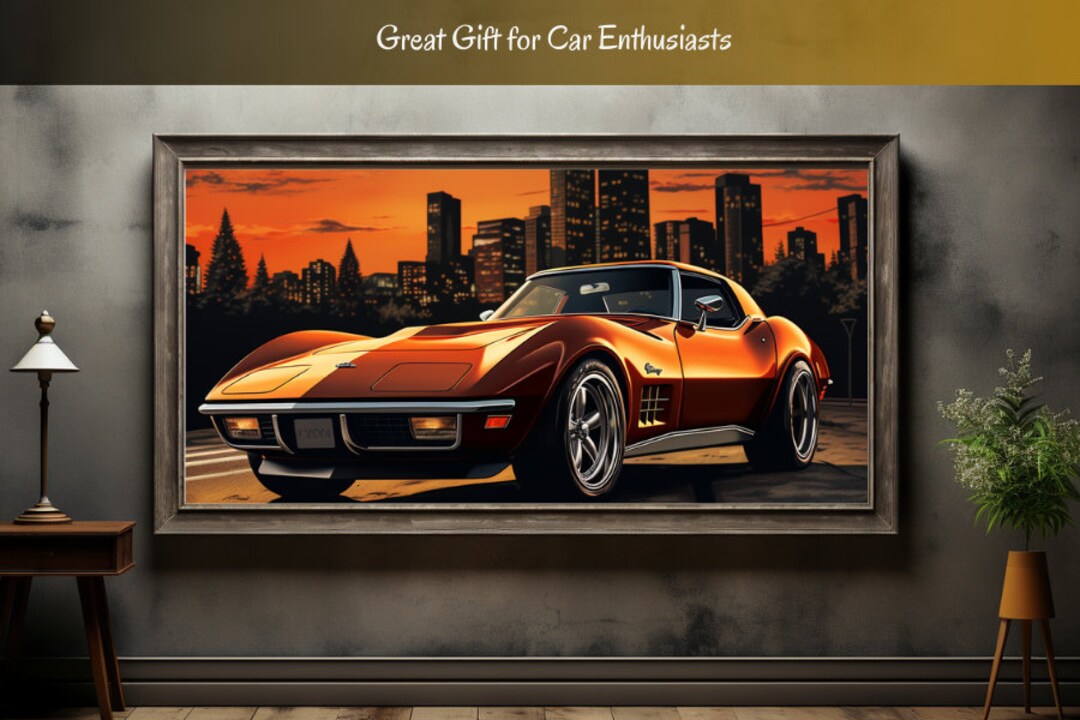 Classic Muscle Corvette, Corvette 454 Art, Retro Style Decor, Muscle ...