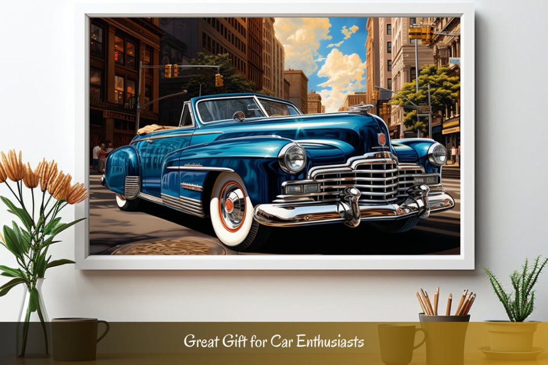 Vintage 1941 Cadillac Convertible Coupe Blue Digital Art - Classic Car ...