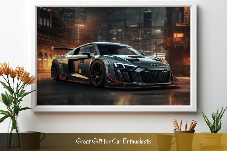 Audi R8 LMS GT4 Digital Art Racing Supercar Poster, Modern Auto ...