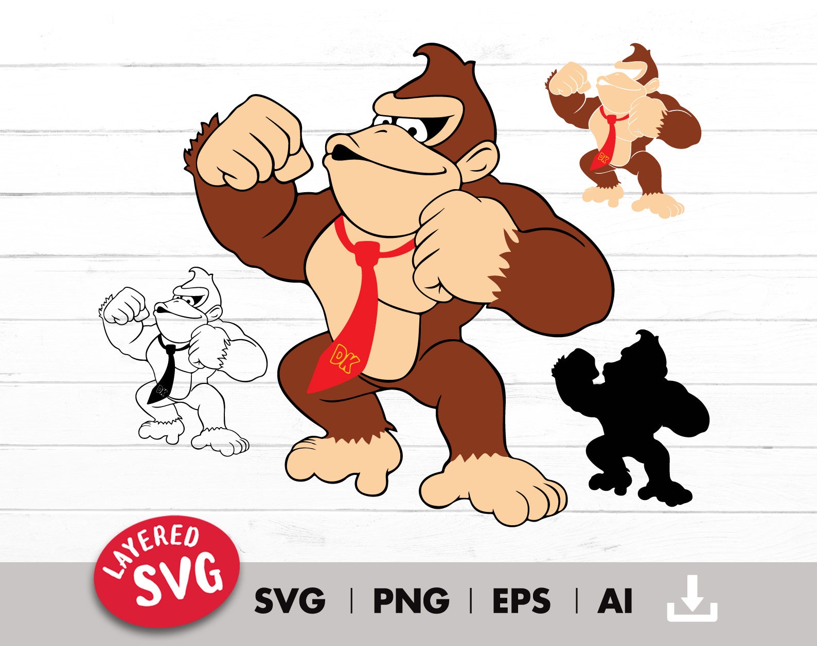 Kong Svg Layered by Color Svg Svg File Svg Iron on - Etsy