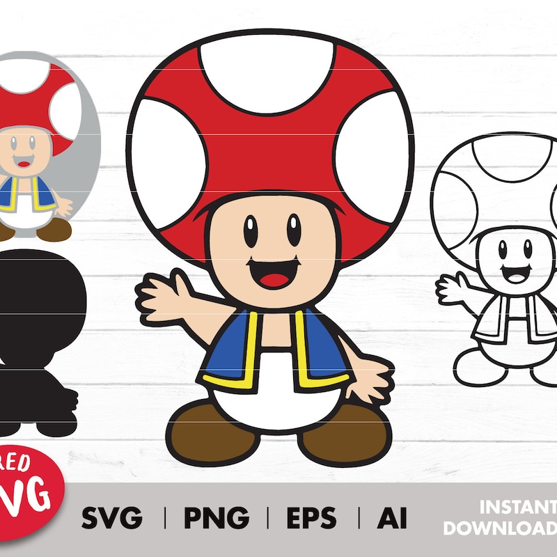 Mushroom and Toad Svg - Etsy
