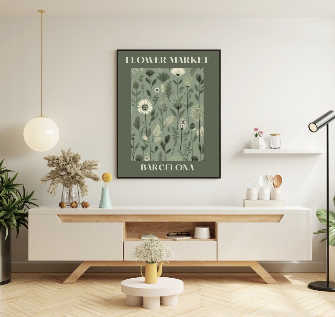 Poster Mid-century Sage Green Poster Flower Market Poster - Etsy
