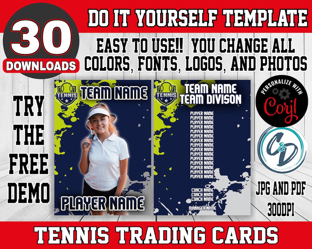 Customizable Tennis Card Template - Editable Sports Card Design, Corjl ...