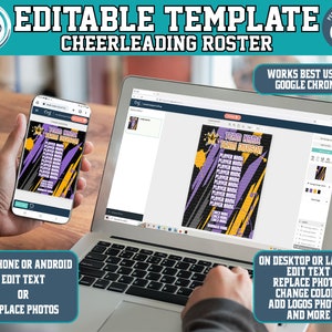 Customizable Gymnastics Roster Template, Editable Sports Roster Design ...